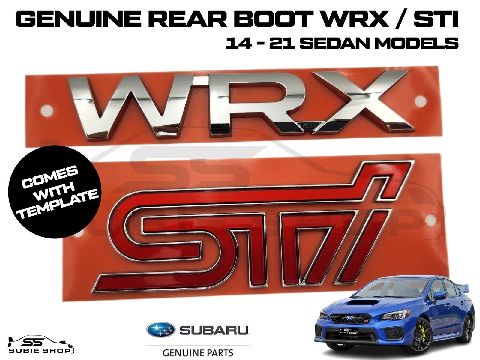 Genuine Subaru VA WRX STi 14-21 Sedan Rear Boot Badge Logo Emblem Chro ...