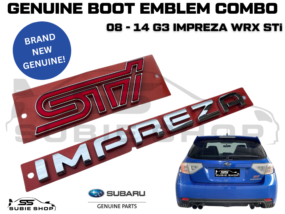 NEW Genuine Subaru Impreza G3 Hatch WRX STi 8-14 Boot Letters Badge De ...