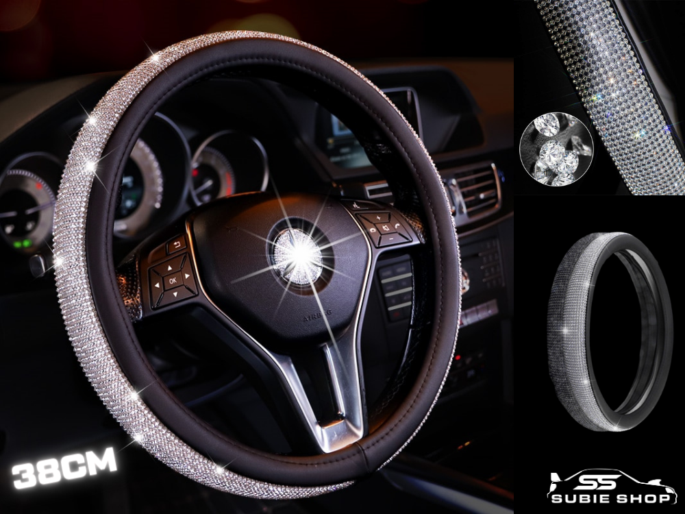 Universal Rhinestone White Luxury Crystal Bling Sparkle Car Steering W ...